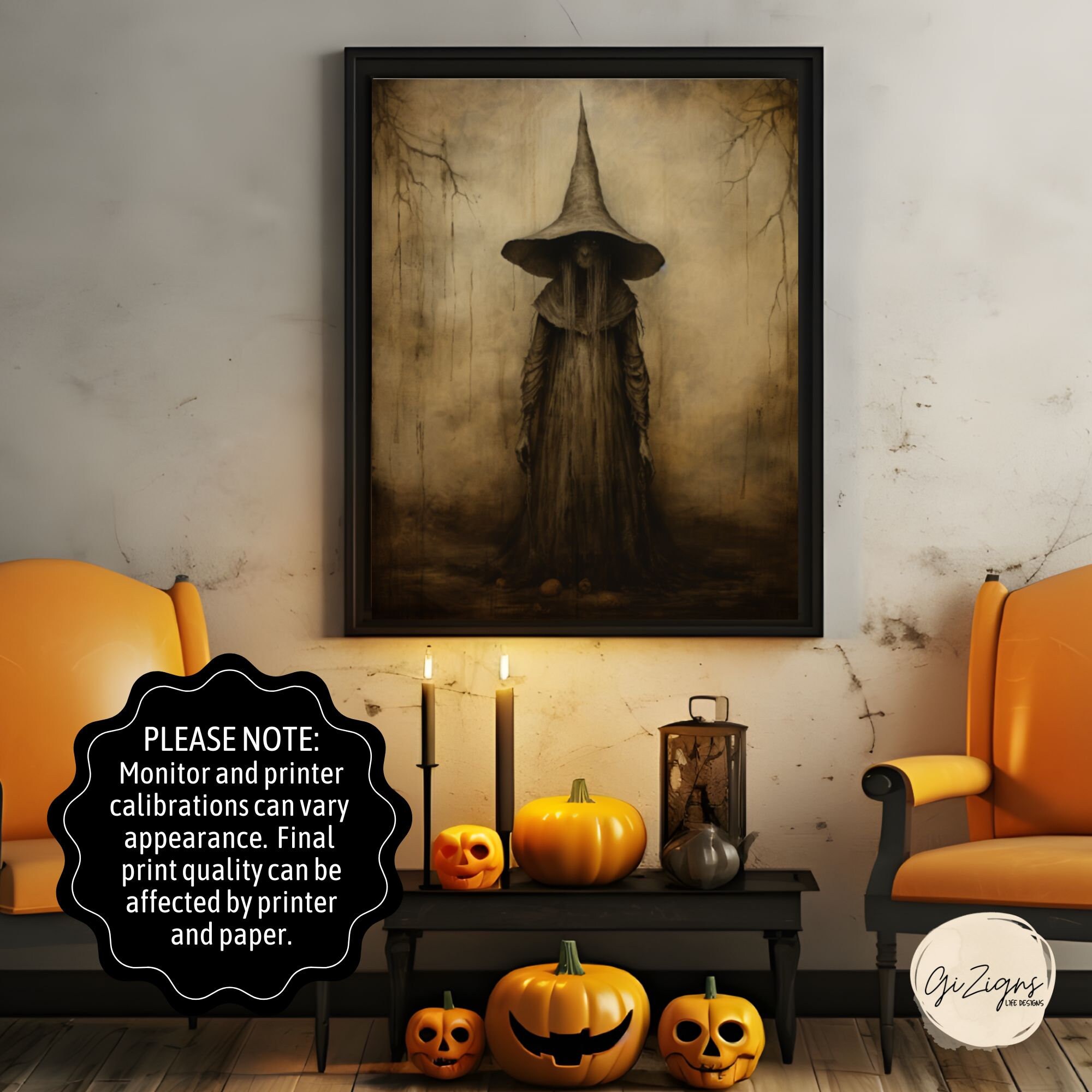 Halloween Witch Poster Witchy Wall Art Creepy Halloween - Etsy