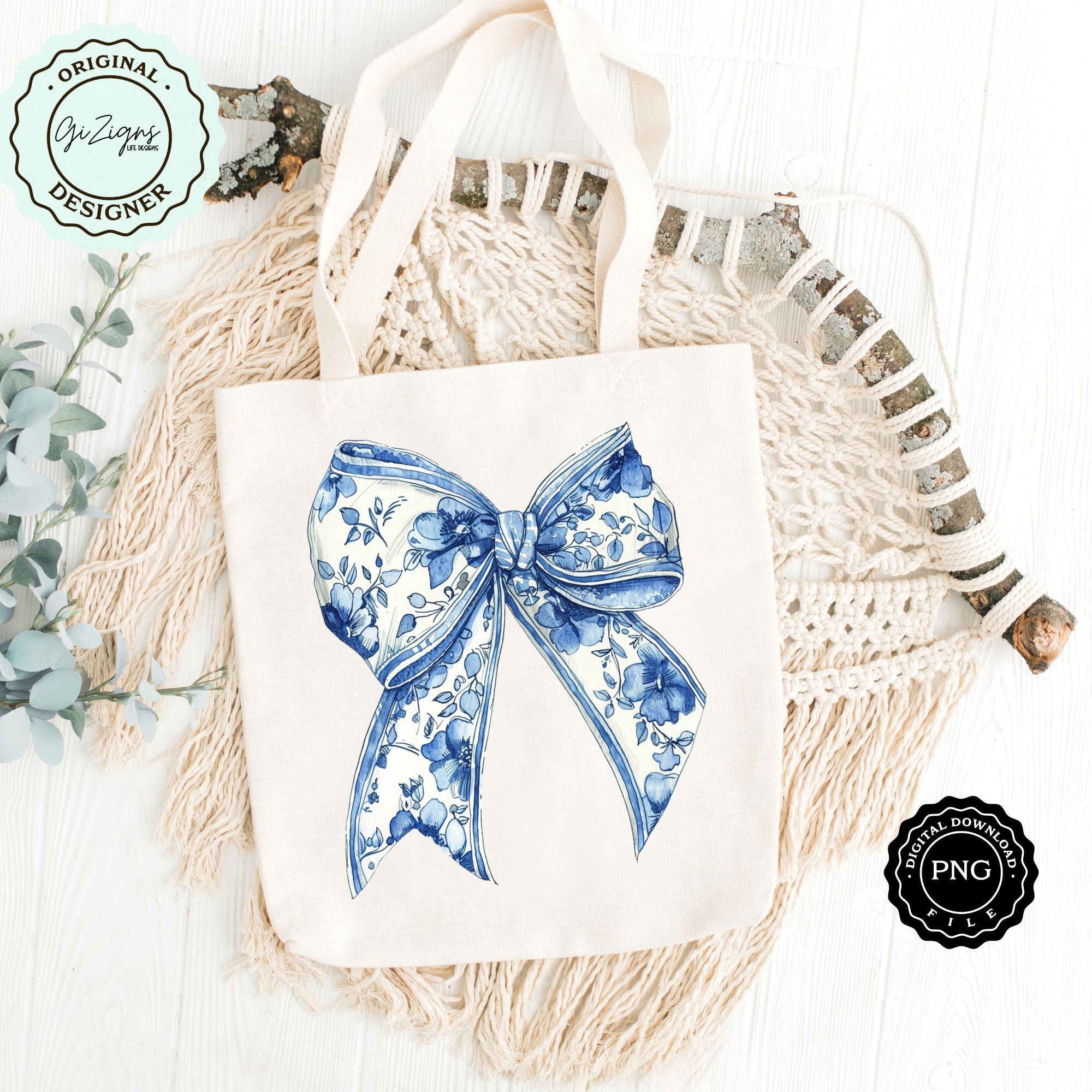Trendy Blue Floral Bow Coquette PNG Clipart, Coquette Bows Bundle ...