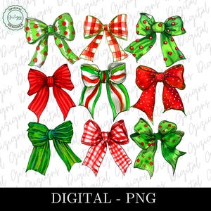 Christmas Bow PNG Green and Red Coquette PNG Clipart Collage, Preppy ...