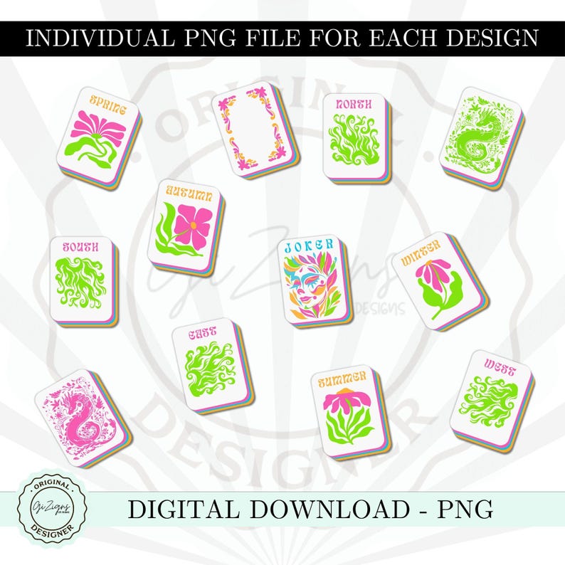 Trendy Mahjong Tile Set PNG Clipart, Pink Blue Mahjong Printable ...