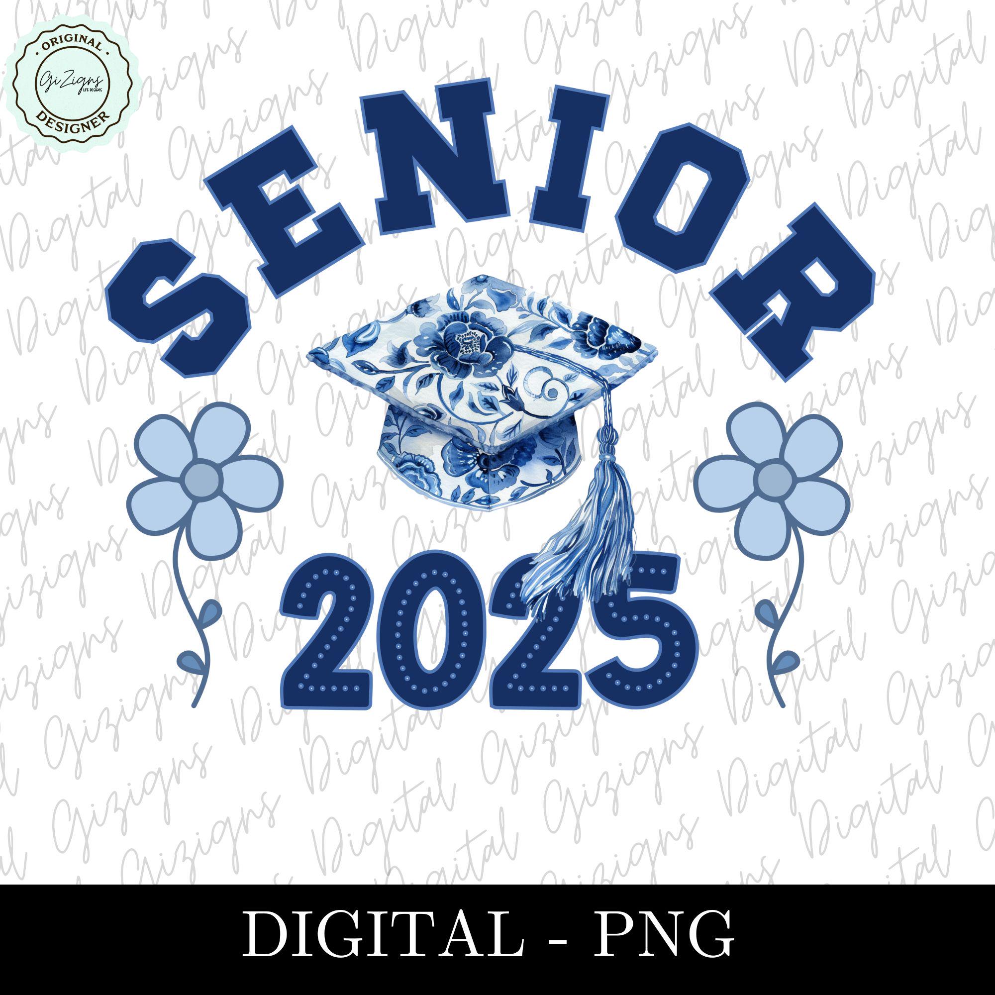 Delft Blue Senior 2025 PNG Clipart, Blue Willow Cap Class of 2025 PNG ...