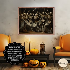 Halloween Dancing Skeleton Poster Digital Art Print, Creepy Skeleton ...