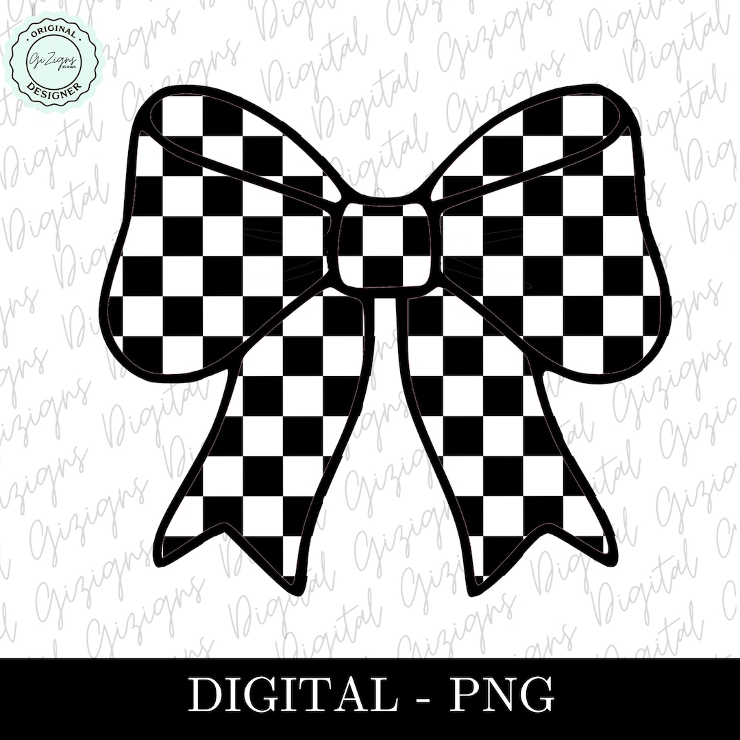 Retro Checkered Coquette Bow PNG Clipart, Checkerboard Bow ...