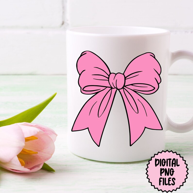 Cute Trendy Pink Bow Coquette Clipart PNG, Vintage Clip Art SVG Bow ...