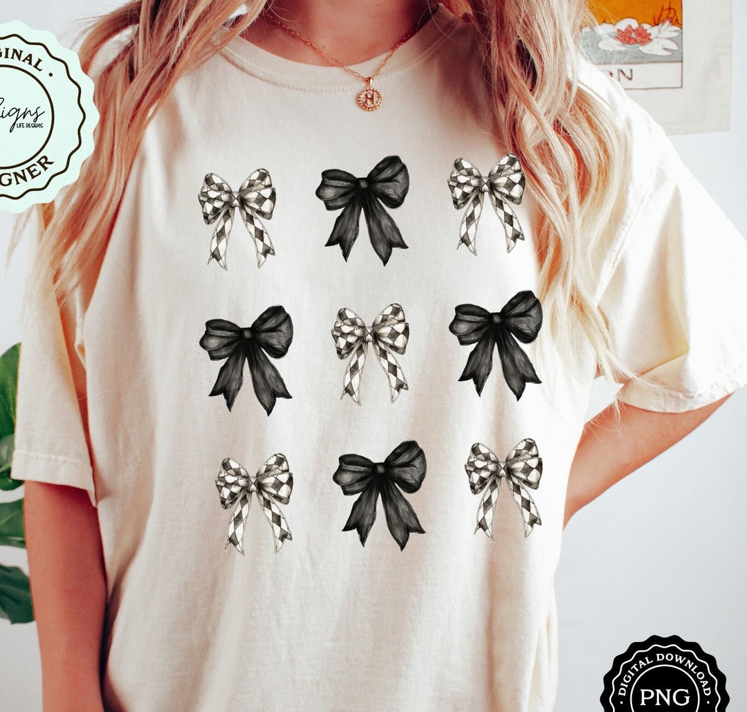 Trendy Black Bow Dark Coquette PNG Clipart, Checkered Coquette Bow ...