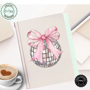 Trending Coquette Disco Ball PNG Clipart Graphic, Girly Pink Bow Clip ...
