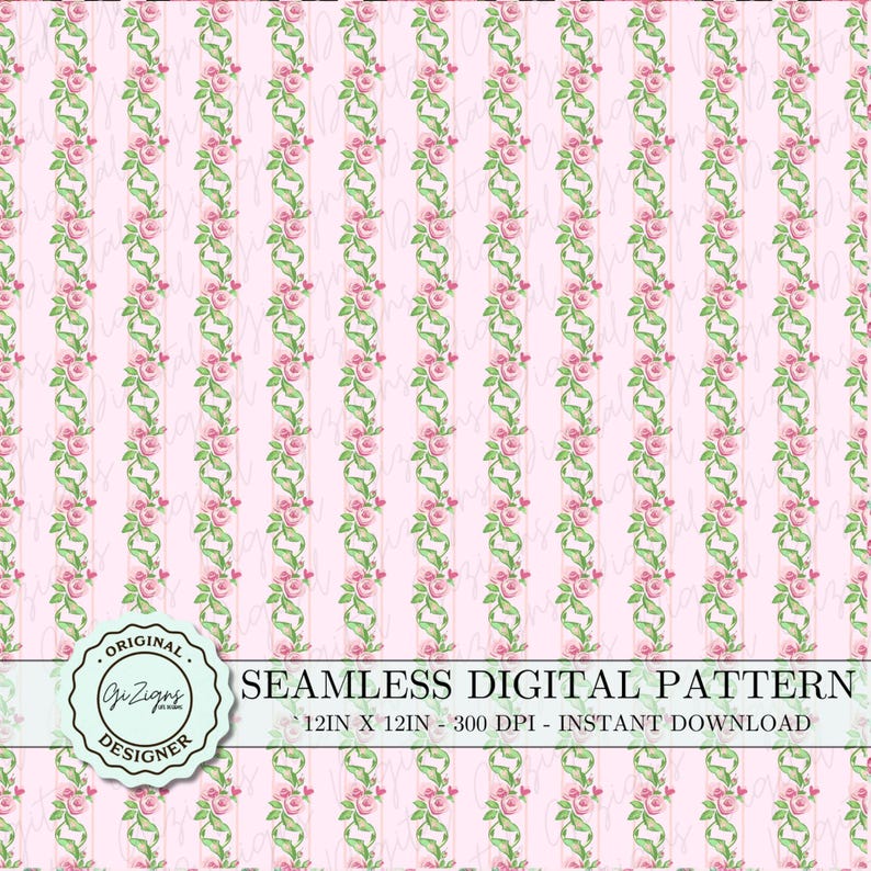 Vintage Pink Roses Floral Seamless Pattern PNG, Fancy Preppy Repeated ...