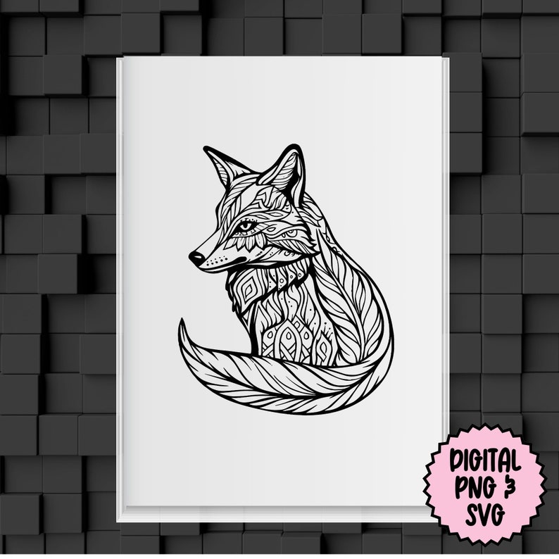 Zentangle Coyote SVG, Cricut Vector Mandala PNG Clipart Coloring Page ...