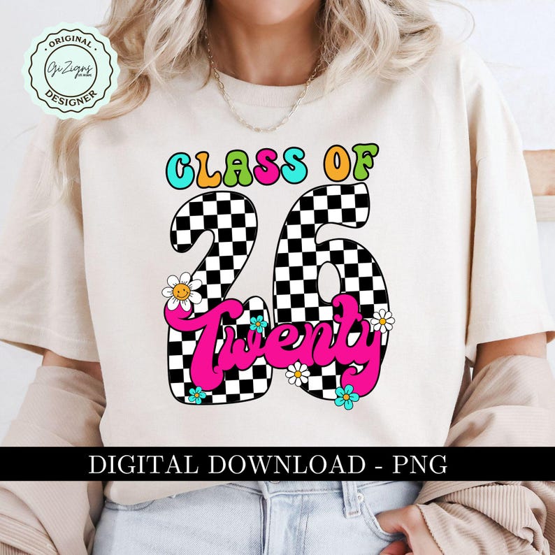 Senior 2026 PNG Clipart, Class of 2026 PNG Groovy Retro Checkered ...