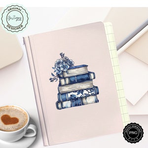 Trendy Blue Floral Bookish PNG Clipart, Blue Willow Book Png Clipart ...