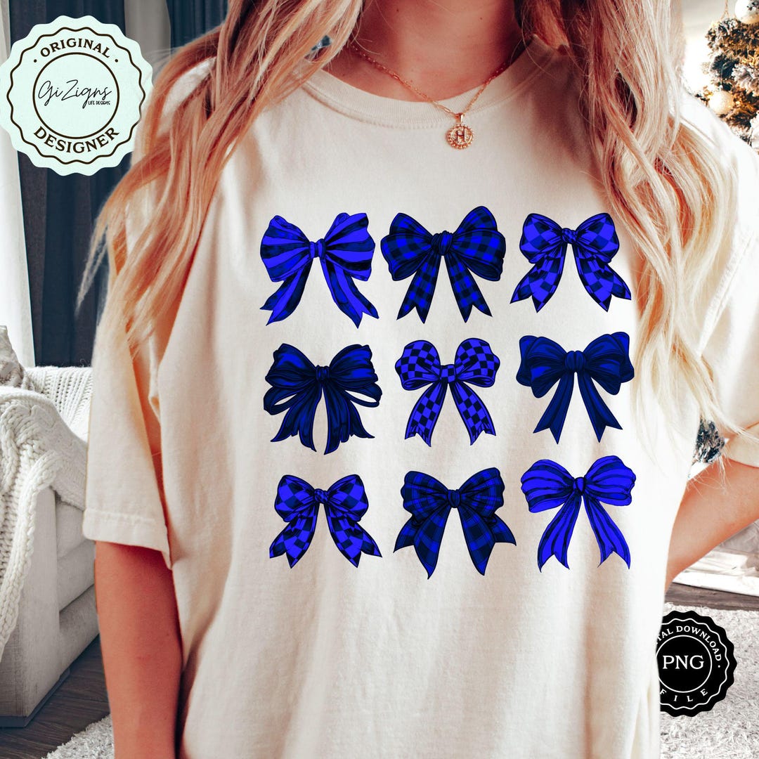 Bright Neon Blue Checkered Bow Dark Coquette PNG Clipart Collage ...