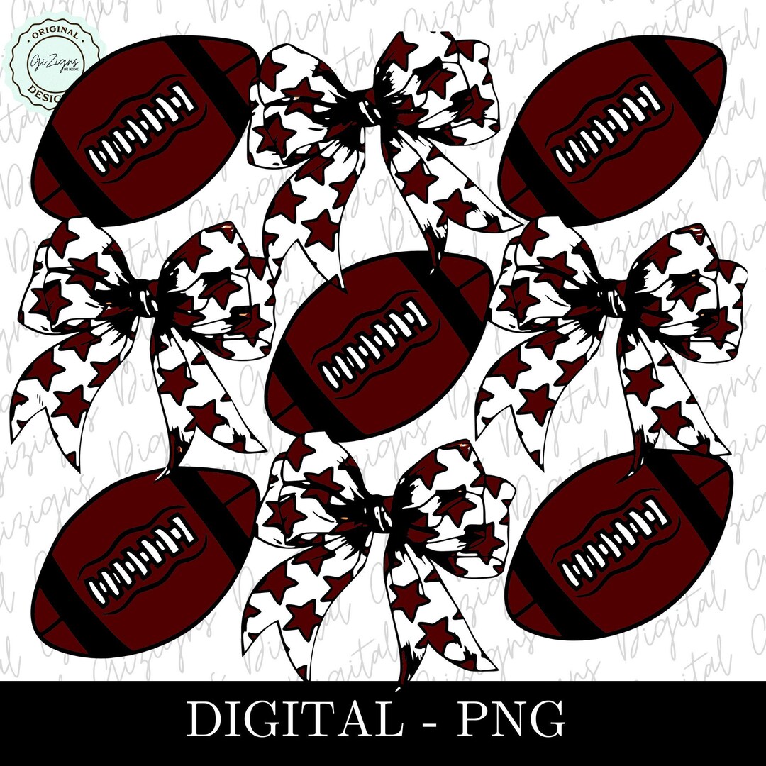 Coquette Football PNG, Maroon Football Clipart Bow PNG, Game Day Shirt ...