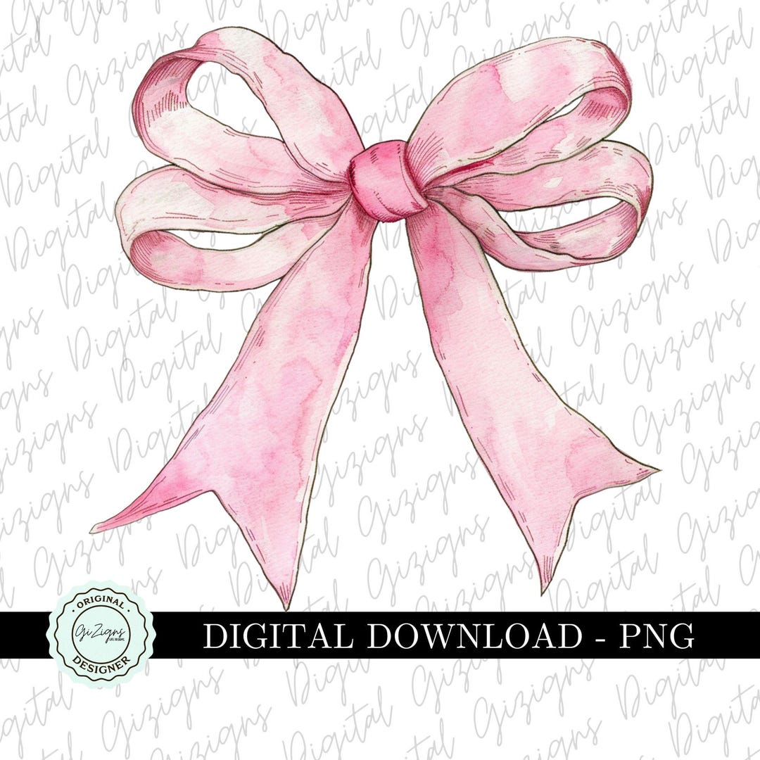 Trendy Pink Coquette Bow PNG Clipart, Pink Bow Watercolor Clipart, Pink ...