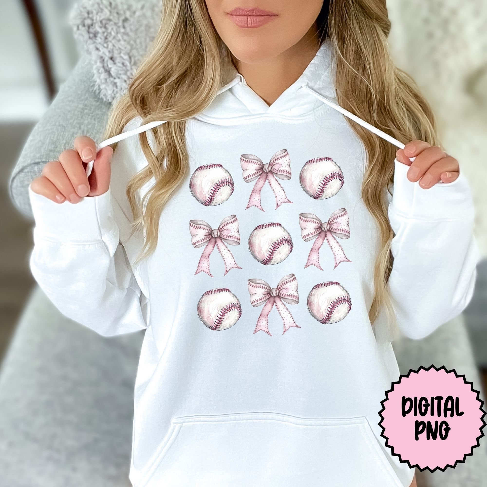 Trendy Pink Bow Coquette Baseball PNG, Girlie Sports Clipart ...