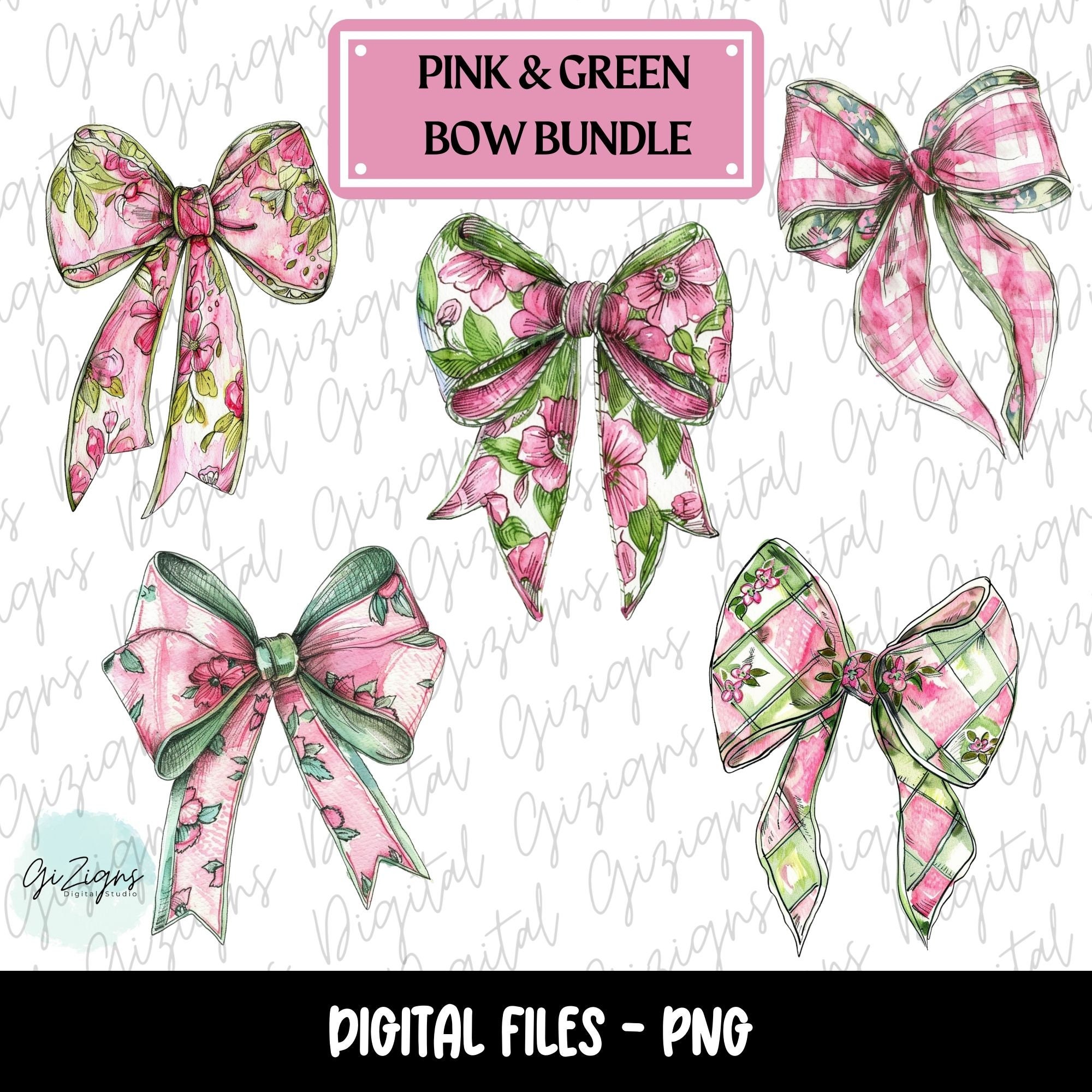 Trendy Bow Pink Coquette PNG Clipart Bundle, Coquette Bows, Ribbon ...
