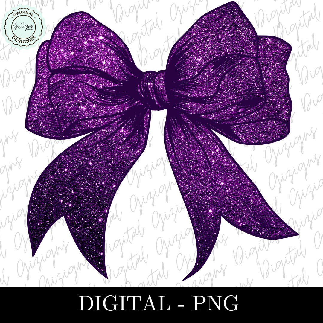 Glitter Purple Bow PNG, Y2K Purple Coquette Bow PNG Clipart, Purple ...