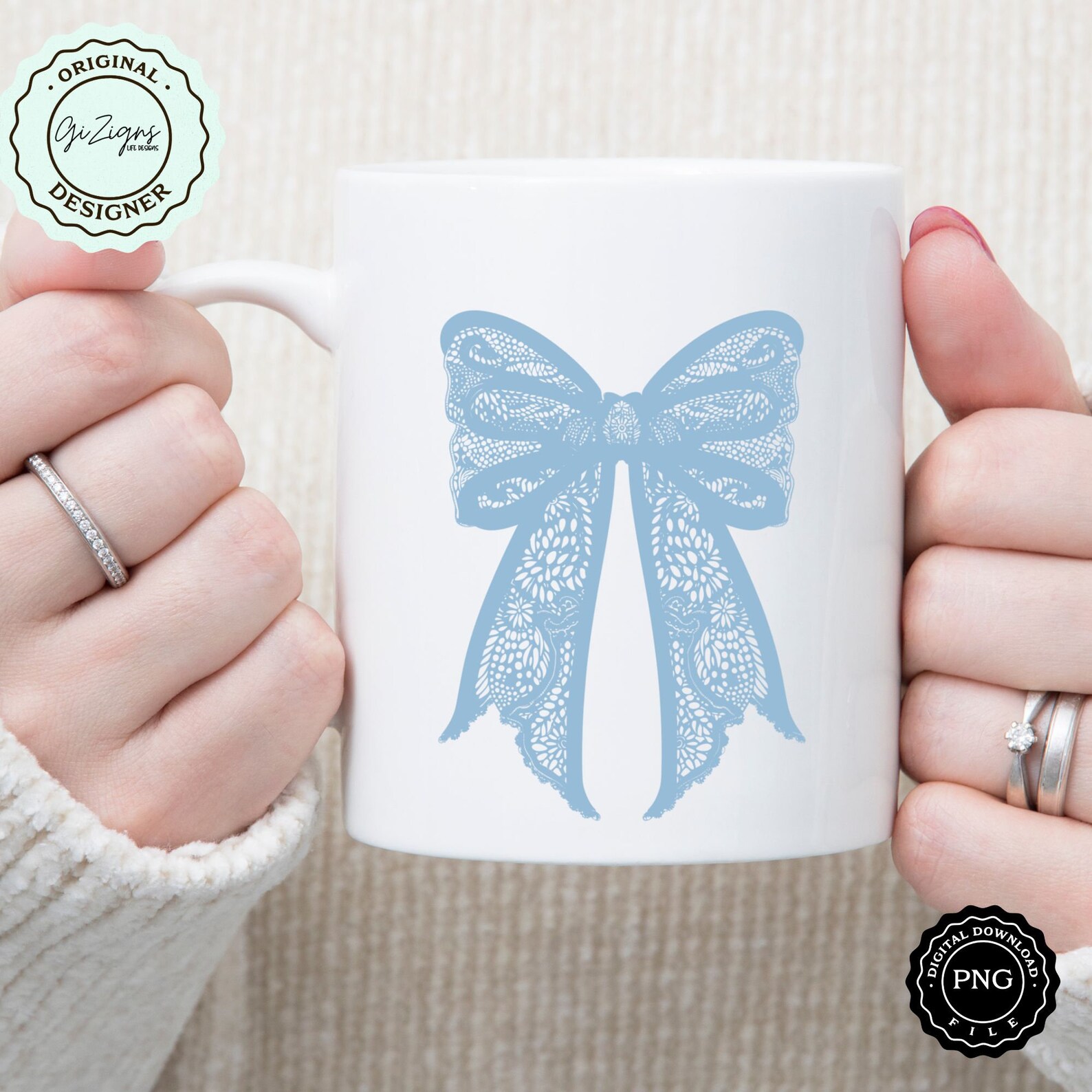 Trendy Lace Blue Bow Coquette PNG Bundle, Watercolor Blue Coquette Bow ...