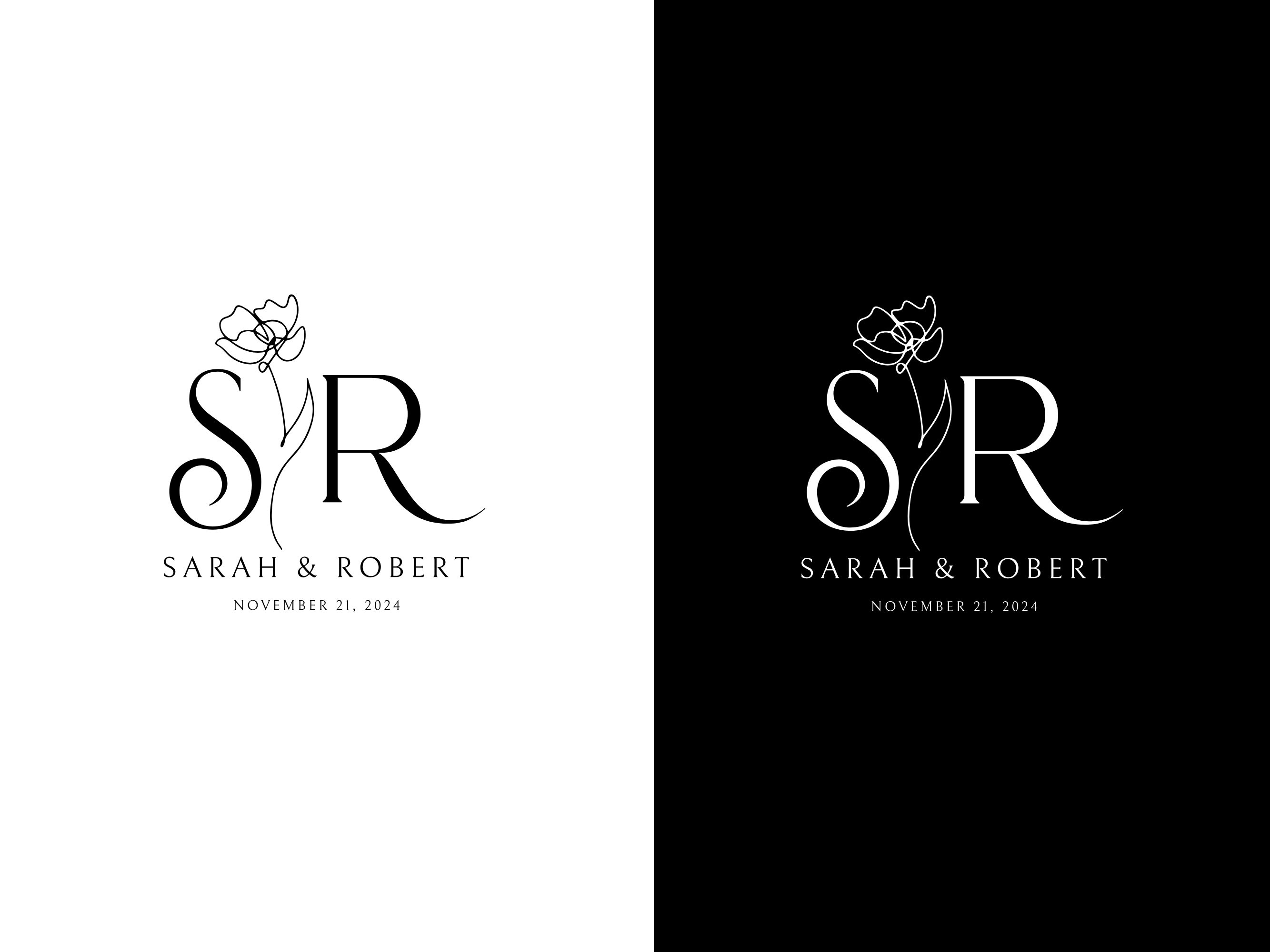 Elegant Wedding Logo, Modern Wedding Monogram, Initials Logo, Custom ...