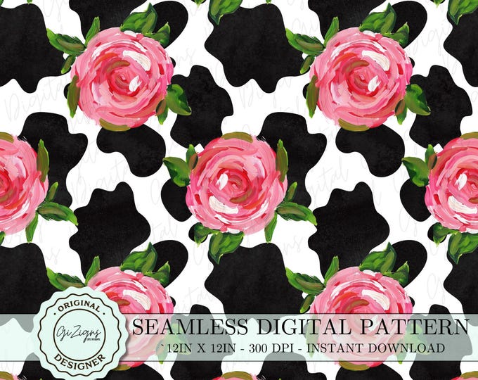 Cow Print Seamless Cowhide Digital Paper Cow Print Pattern Western ...