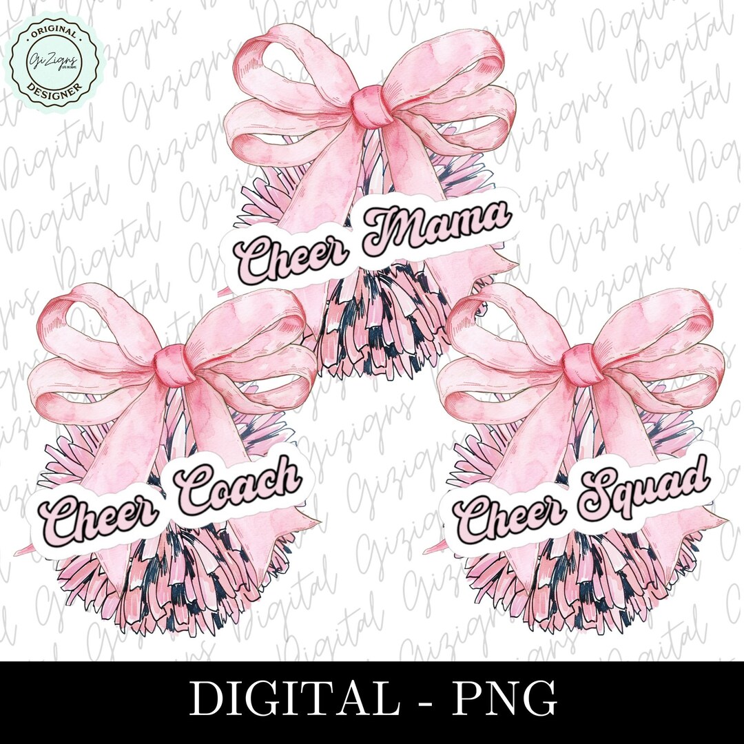 Trendy Coquette Cheer PNG Bundle Pink Bow Cheerleader Cheer Squad ...