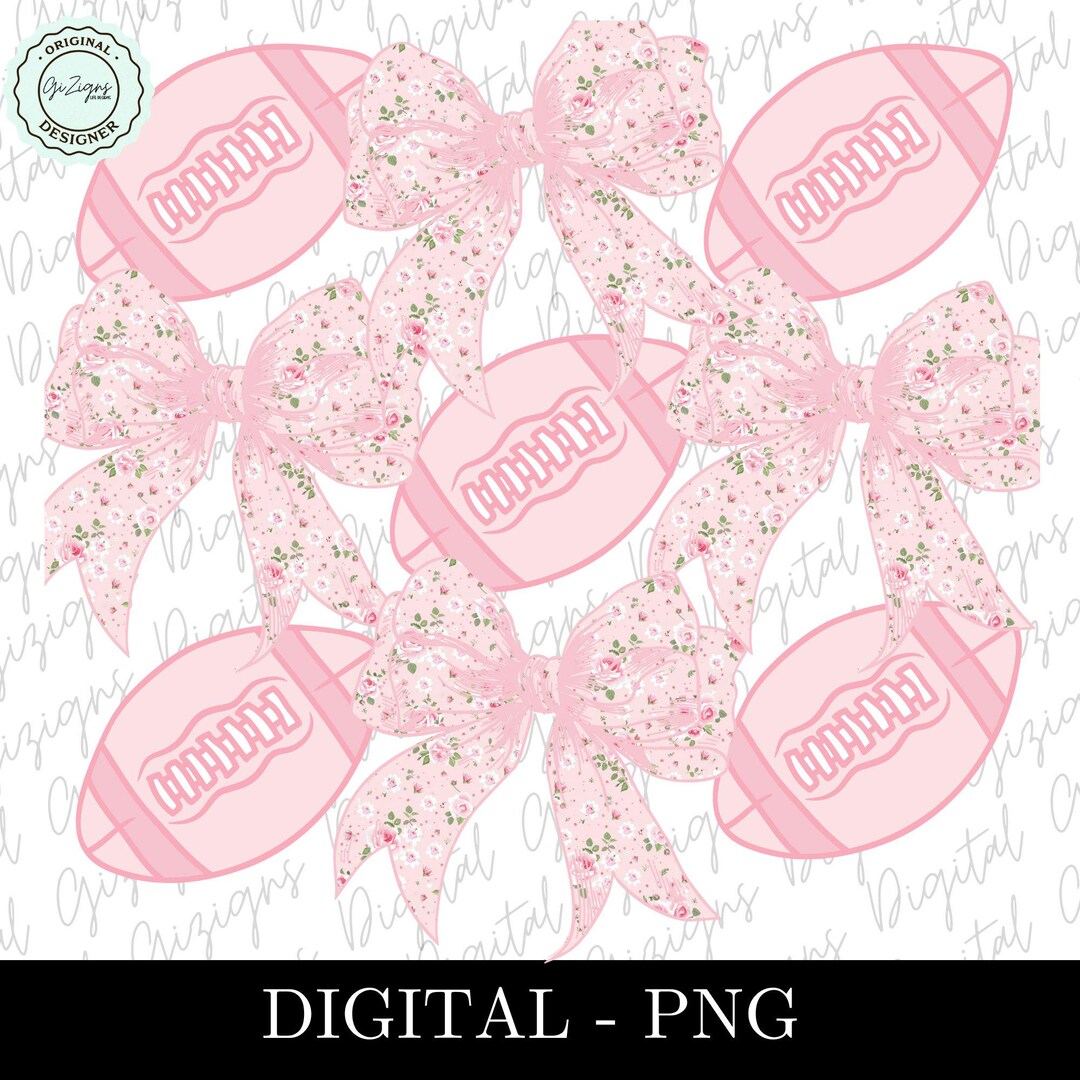 Coquette Football PNG, Vintage Pink Football Clipart Bow PNG, Game Day ...