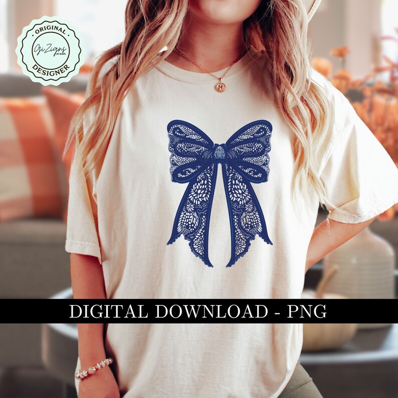 Trendy Lace Blue Bow Coquette PNG Bundle, Watercolor Blue Coquette Bow ...