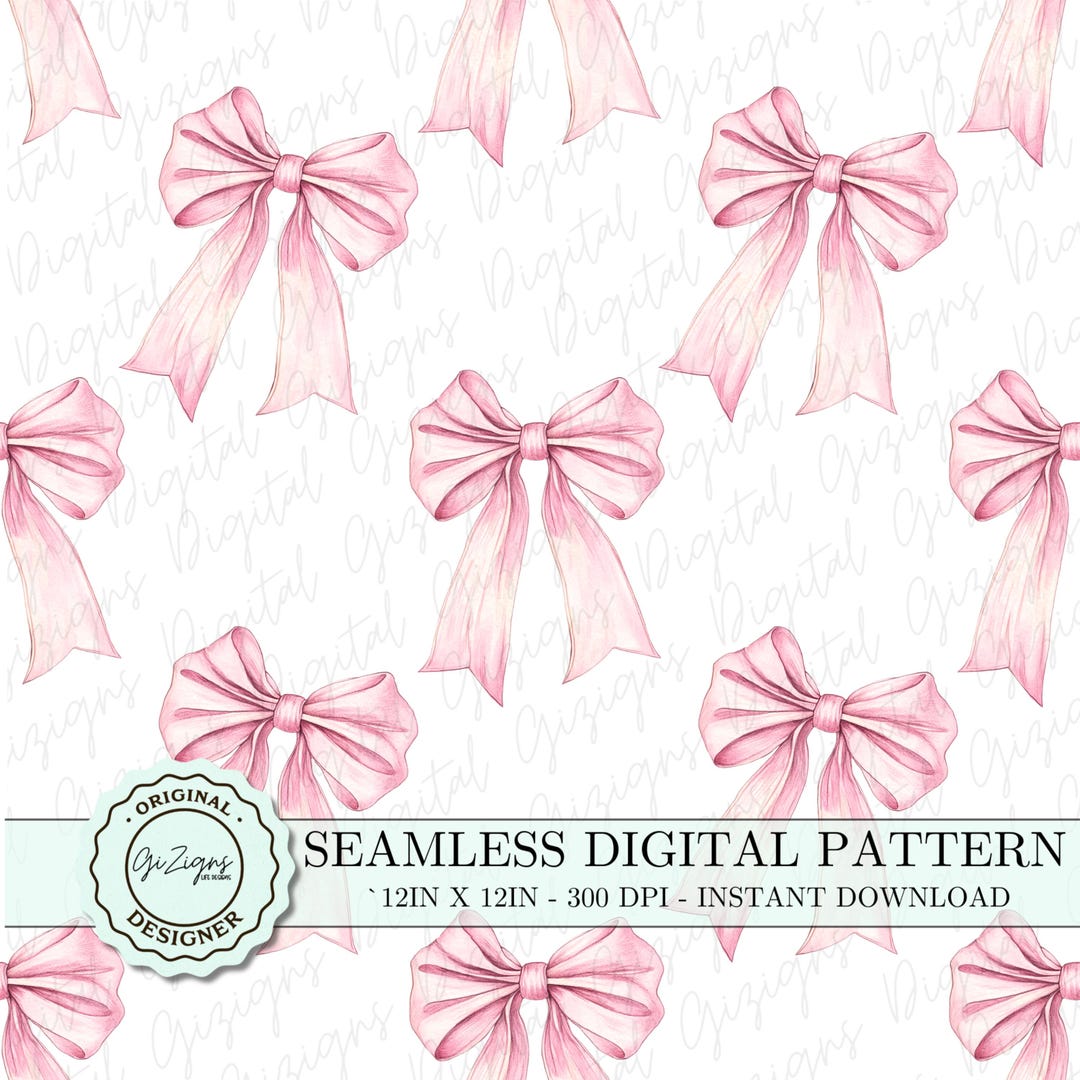 Coquette Bow Seamless Pattern File White, Seamless Pink Bows Design ...