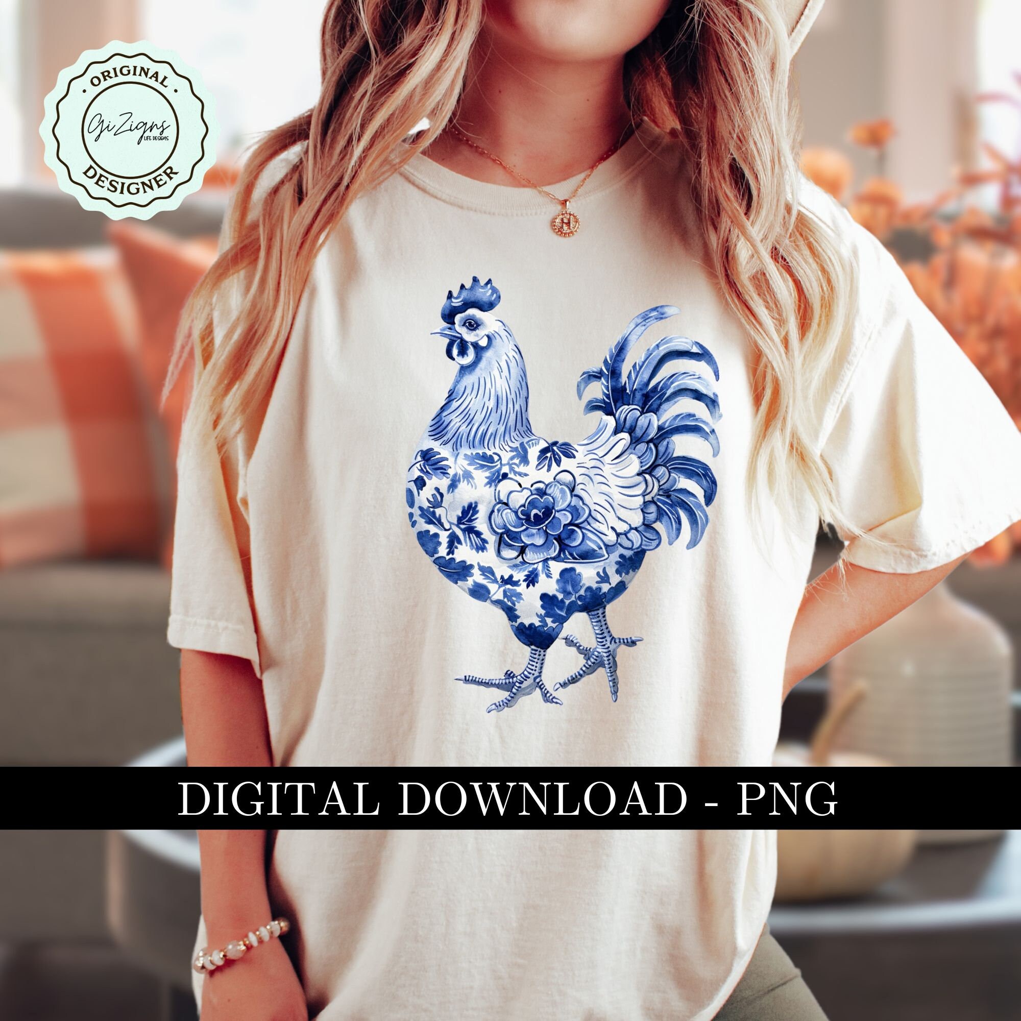 Trendy Blue Floral Chicken PNG Clipart, Blue Willow Clip Art, Delft ...