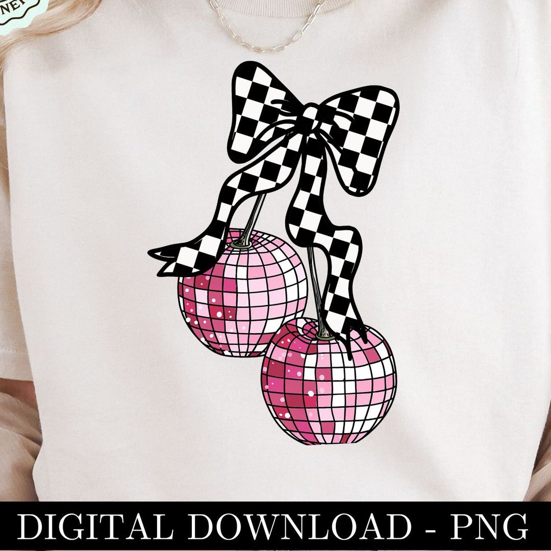 Trendy Aesthetic Bow Cherry, Disco Cherry Checkered Bow Cherries ...