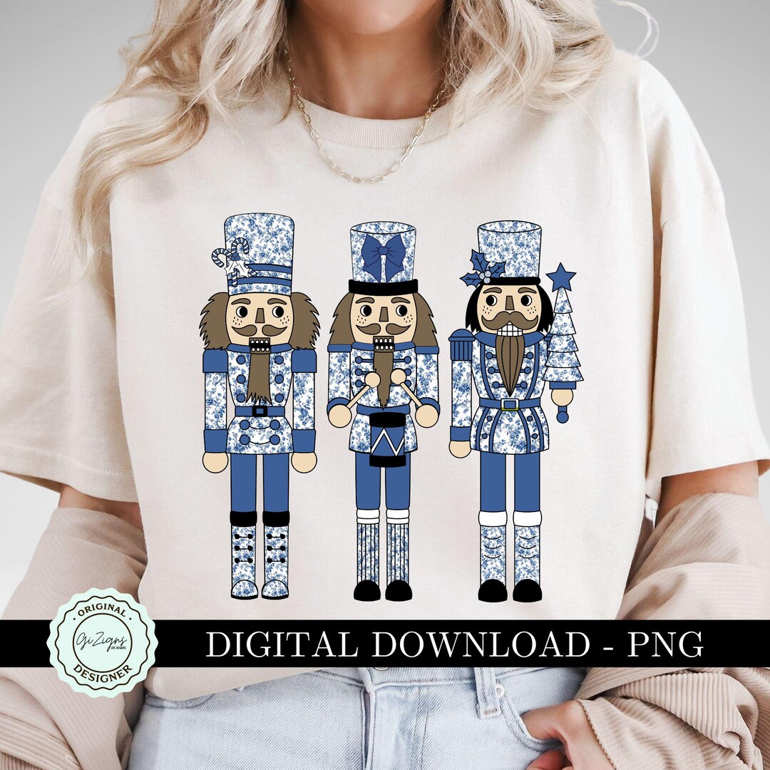 Trendy Blue Christmas Nutcrackers PNG, Blue Floral Bow Nutcracker PNG ...