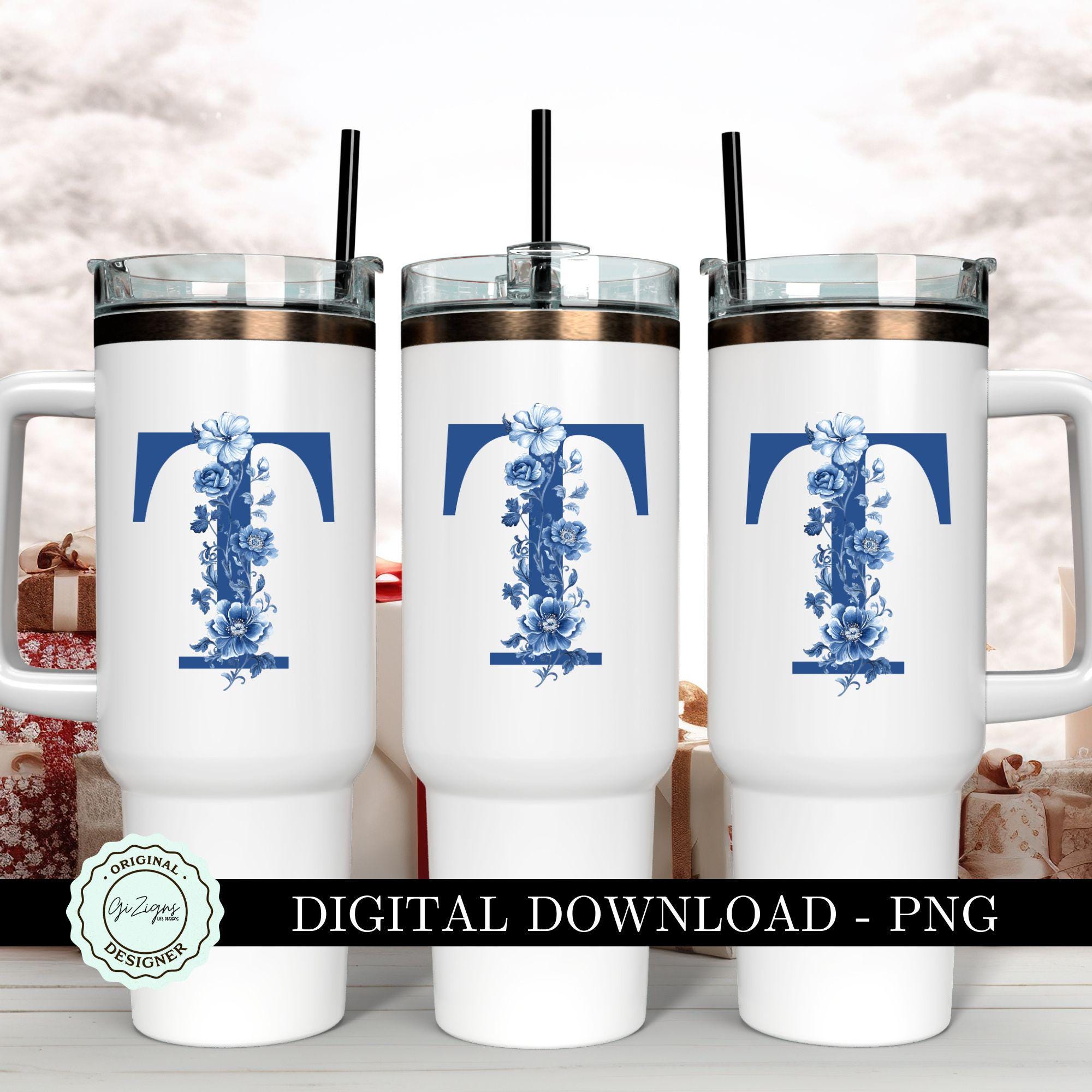 Trendy Letter T Blue Floral PNG Clipart Font, Fancy Blue Willow Initial ...