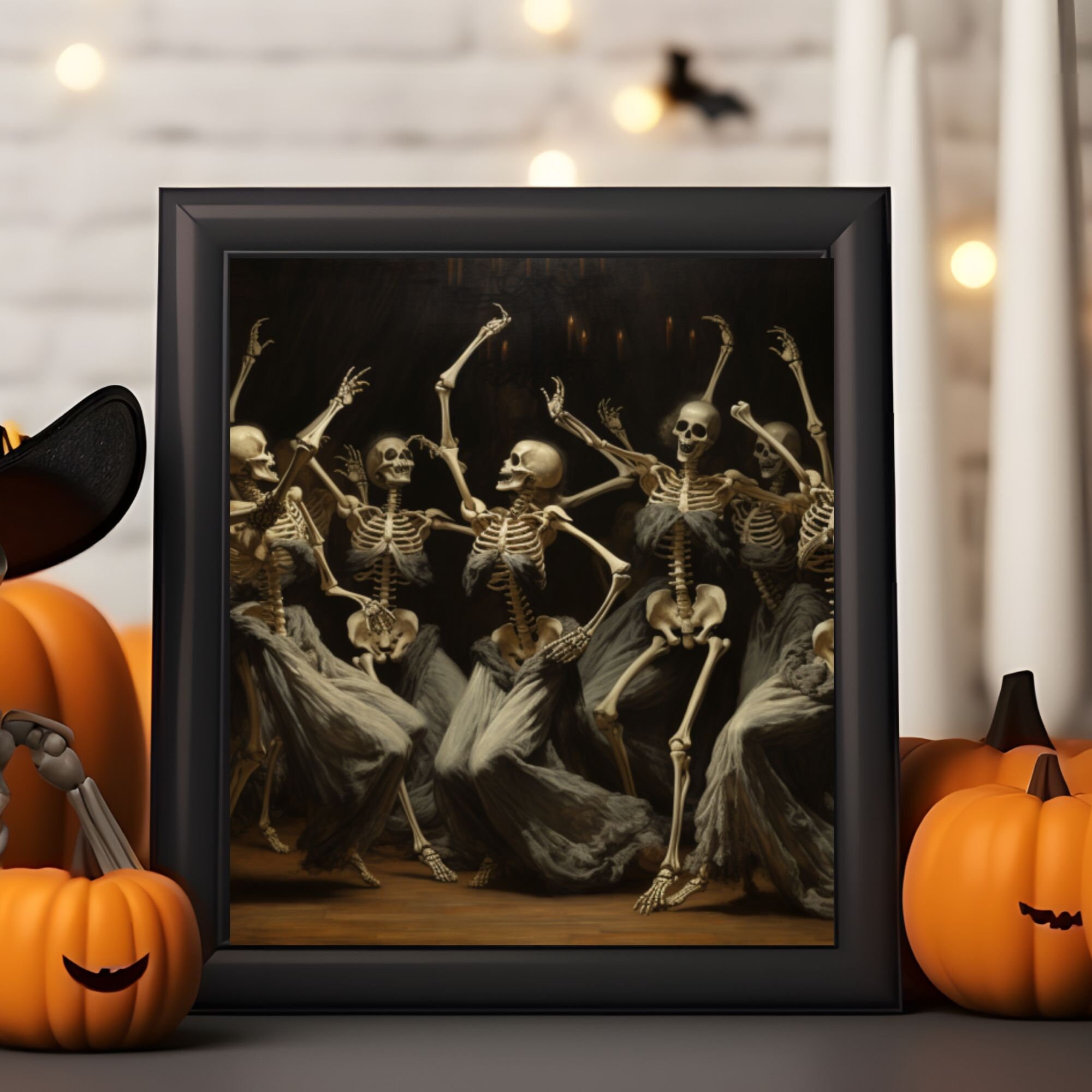 Halloween Dancing Skeleton Poster Digital Art Print Creepy - Etsy