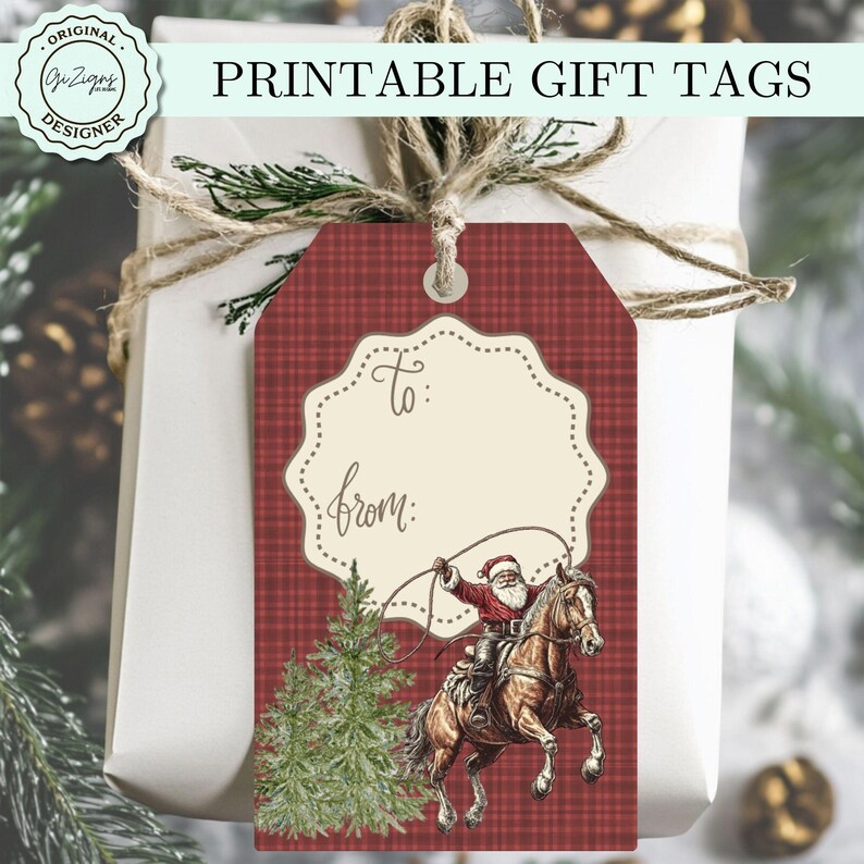 Western Red Christmas to and From Printable Gift Tags, Xmas Gift Tags ...