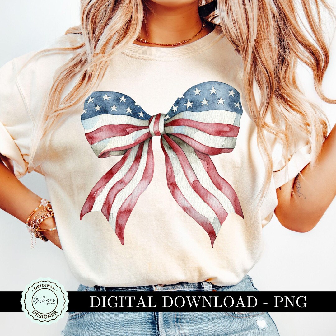Patriotic Coquette Bow PNG, 4th of July Patriotic Bow Collage, Girly ...