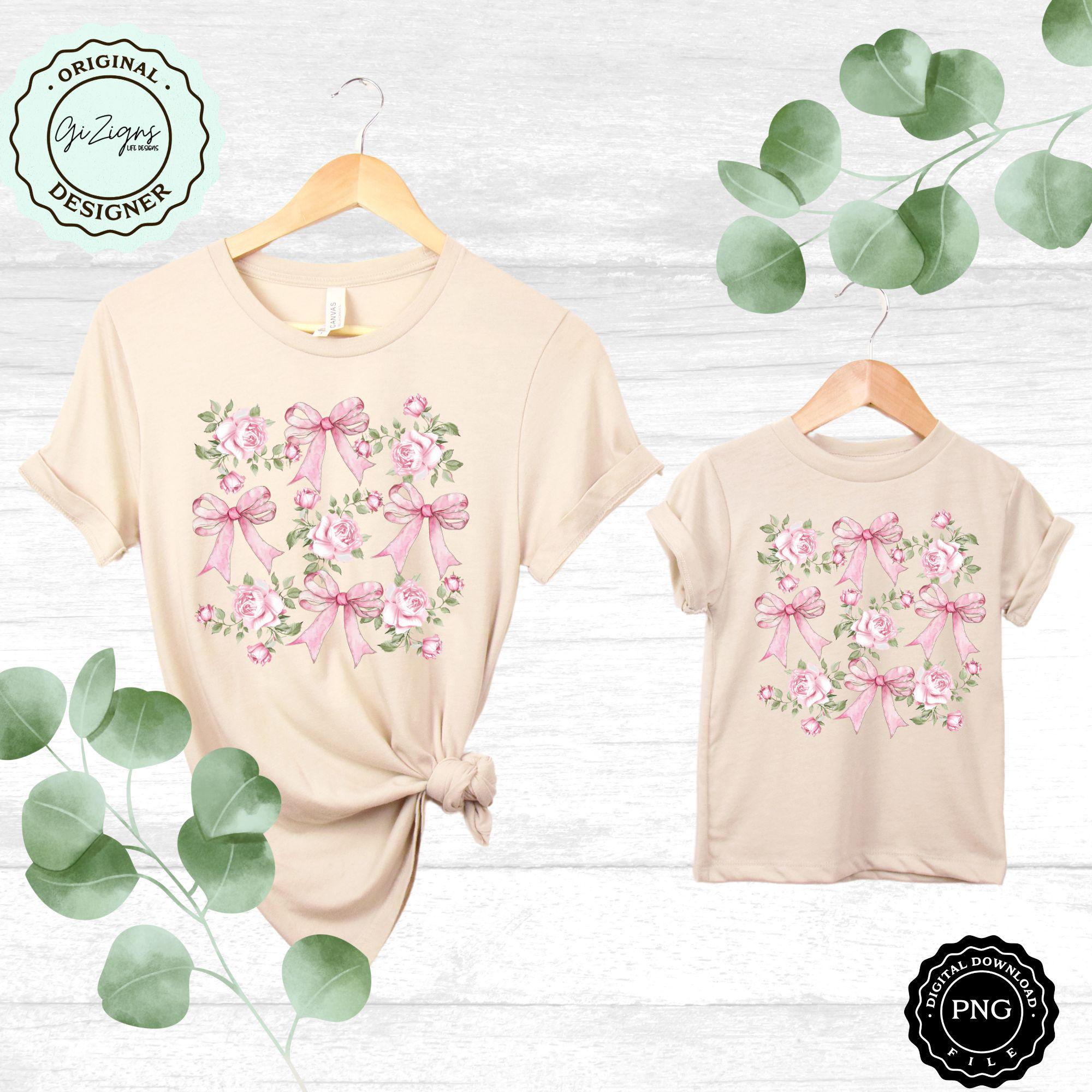 Trendy Pink Coquette Bow Floral PNG Clipart, Vintage Shabby Chic ...