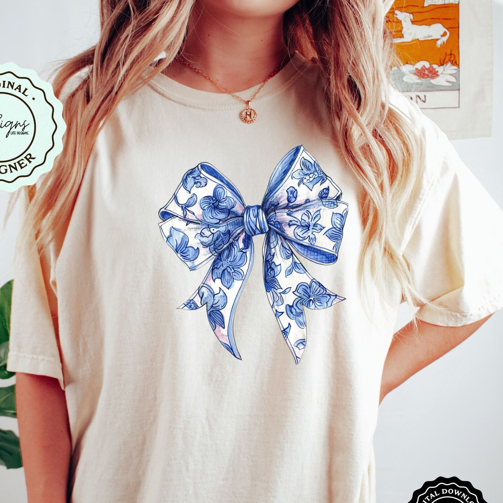 Trendy Blue Floral Bow Coquette PNG Clipart, Coquette Bows Bundle ...