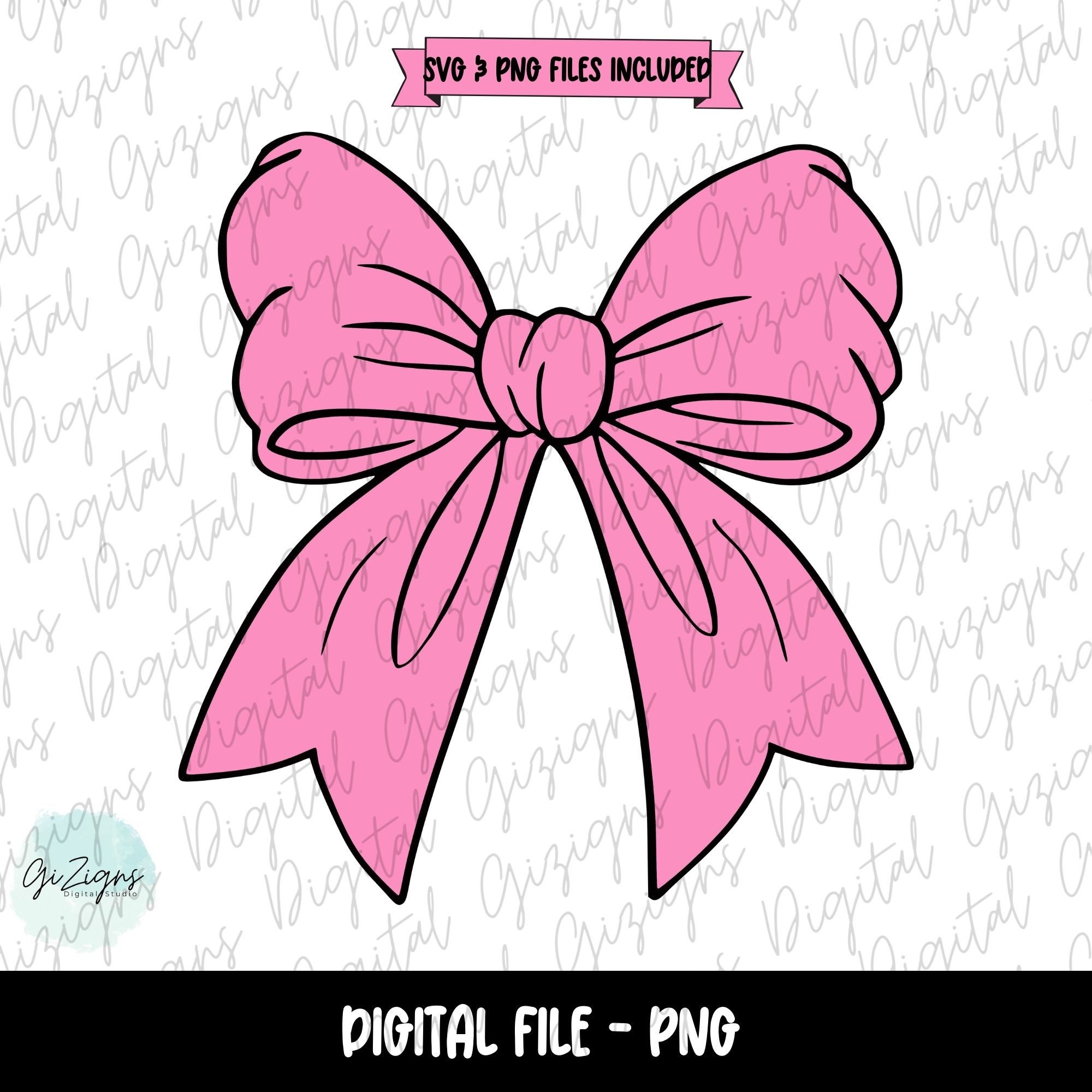 Cute Trendy Pink Bow Coquette Clipart PNG, Vintage Clip Art SVG Bow ...