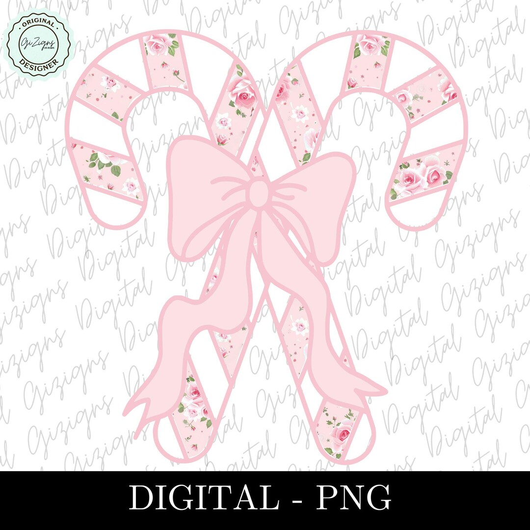 Pink Vintage Candy Cane PNG Clipart, Coquette Christmas Pink Candy ...