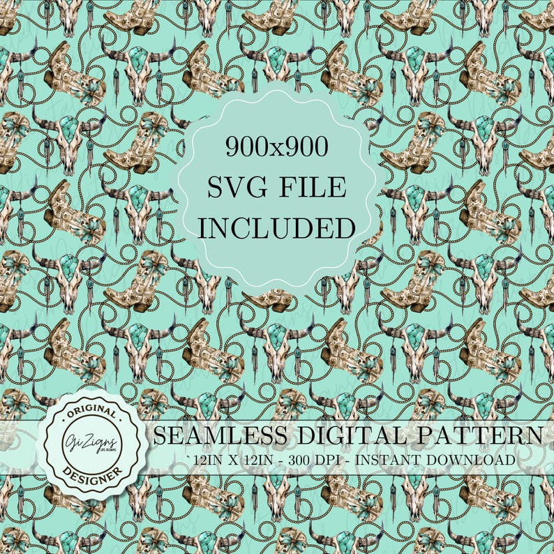 Digital Western Wallpaper PNG SVG, Turquoise Country Coquette Bow ...