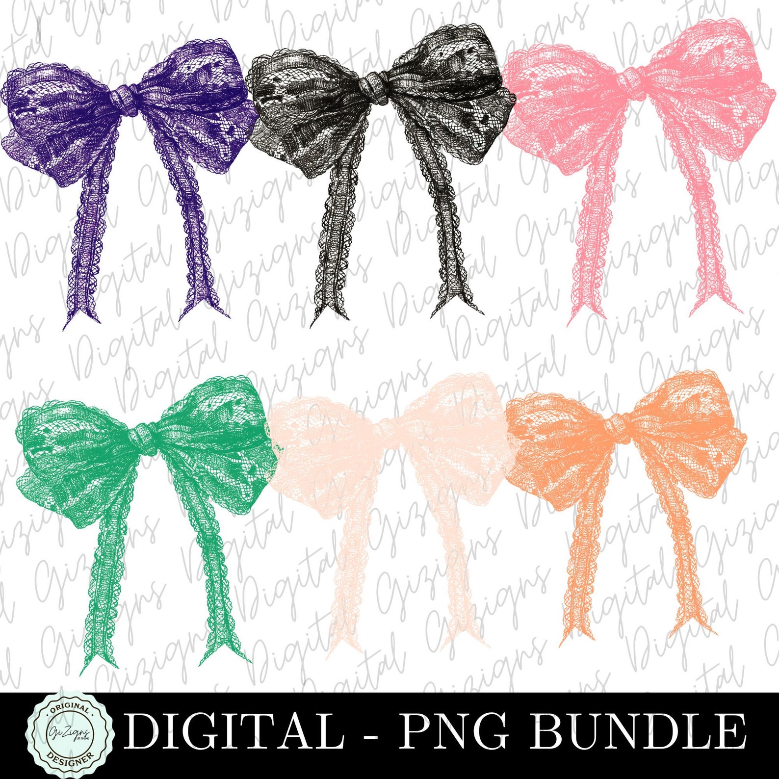 Lace Bow Dark Coquette PNG Bundle, Coquette Bows, Crochet Ribbon Black ...