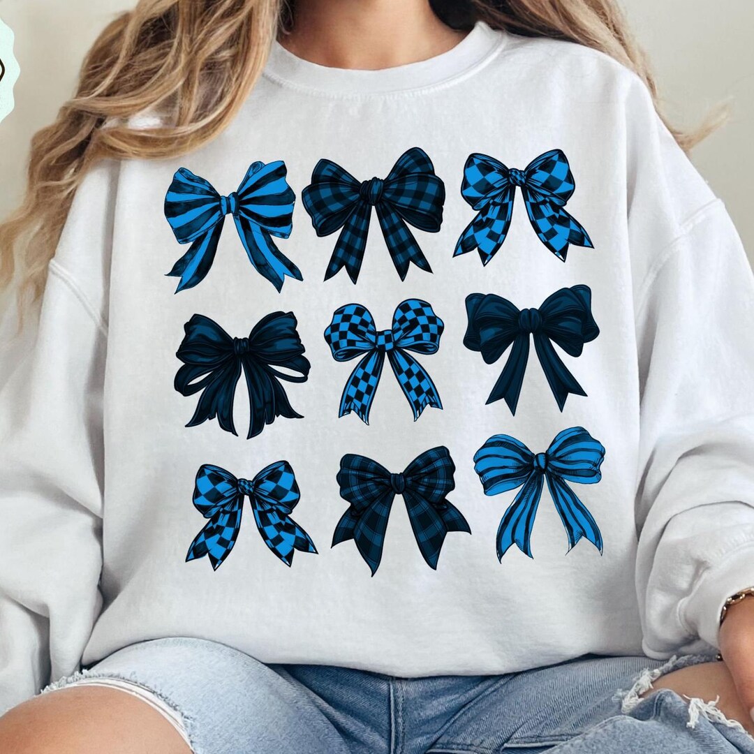 Blue Checkered Bow Dark Coquette PNG Clipart Collage, Preppy Watercolor ...