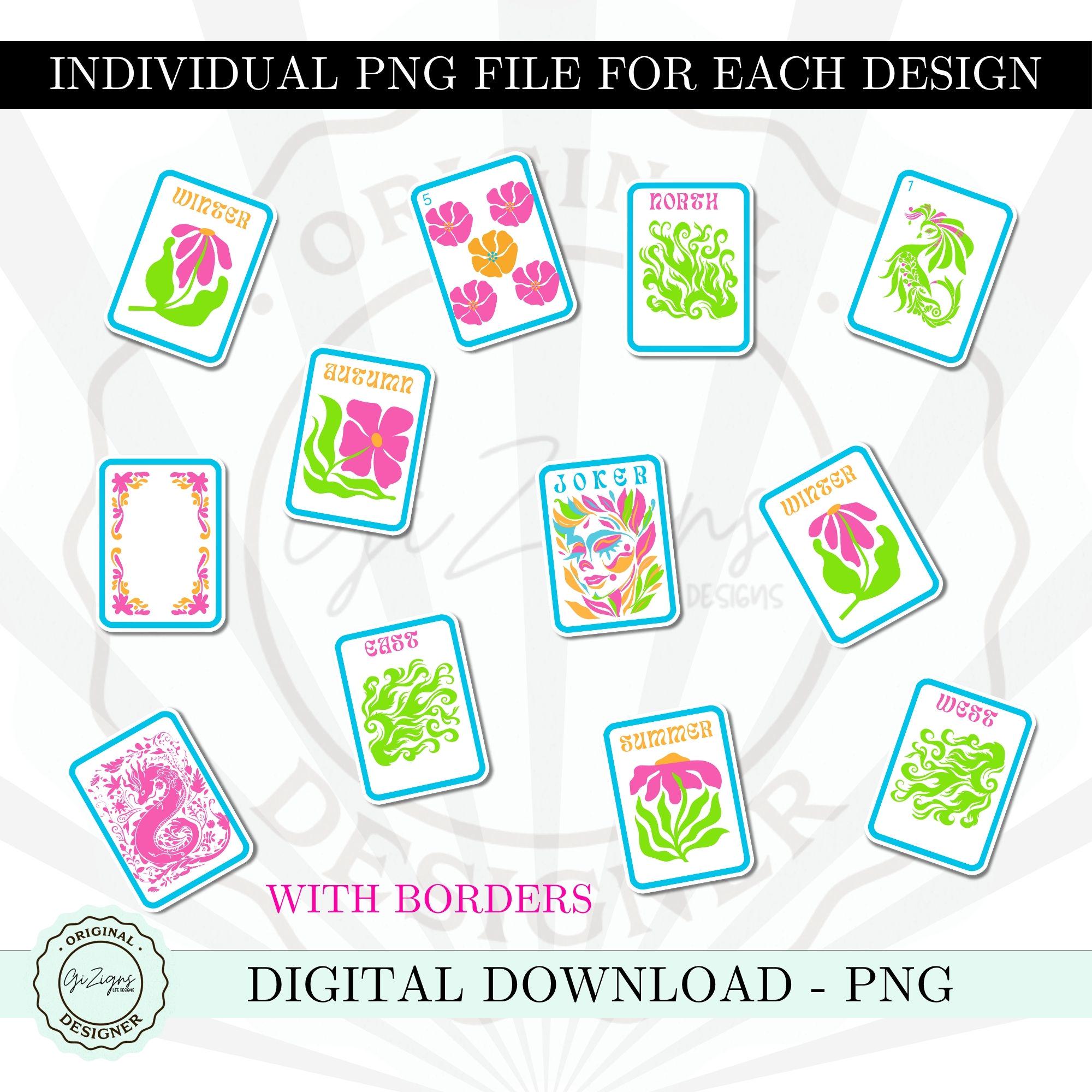 Mahjong PNG Mahj Printable PNG, Pink Orange Blue Mahjong Tile Clipart ...
