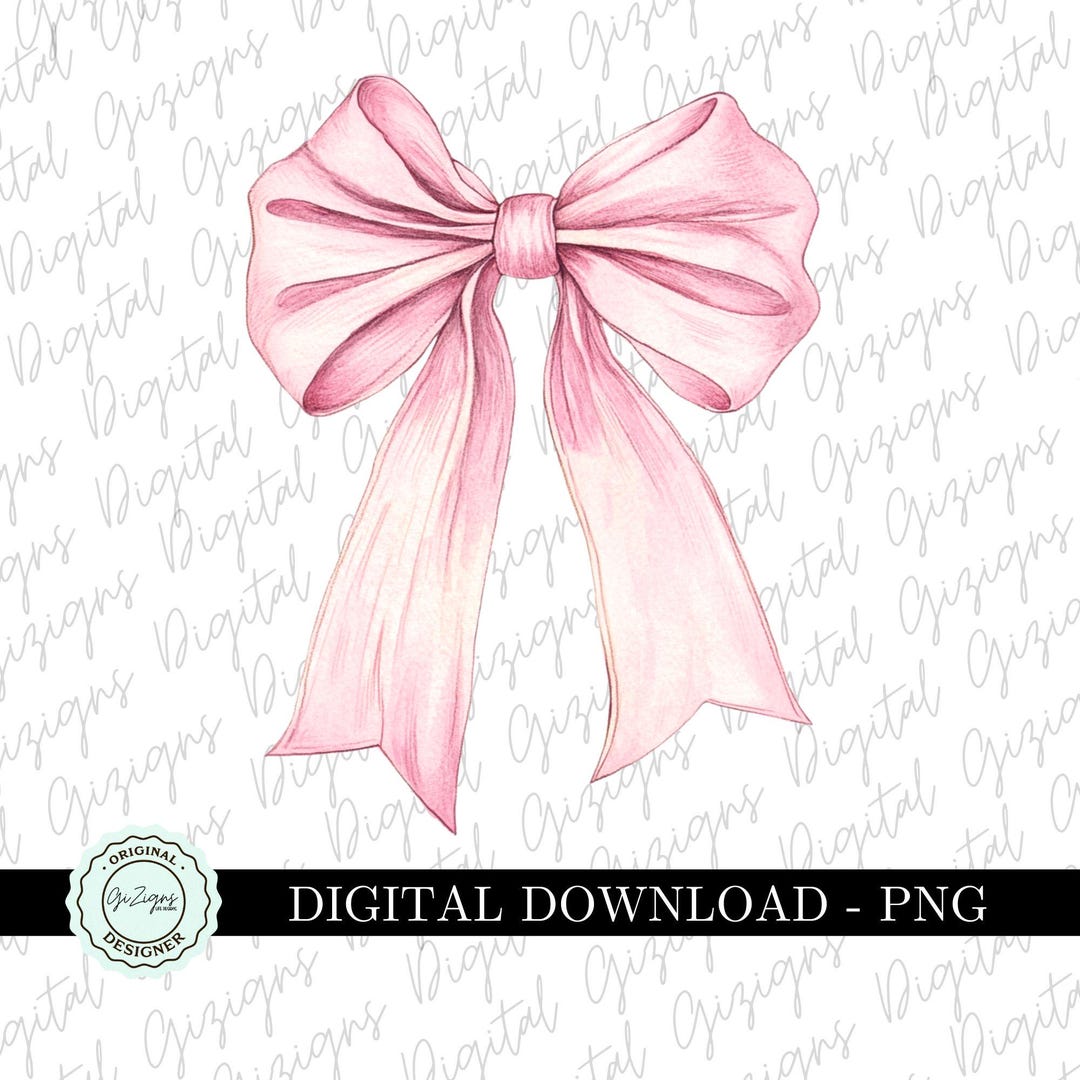 Trendy Pink Coquette Bow Clipart PNG, Vintage Watercolor Pink Bow PNG ...