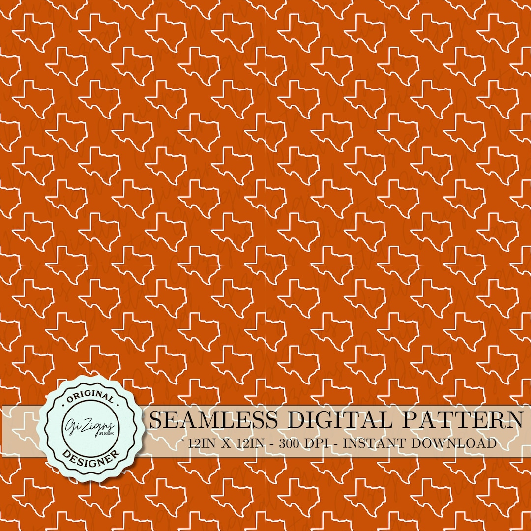 Orange Texas Seamless Pattern PNG, Orange State of Texas Digital Paper ...