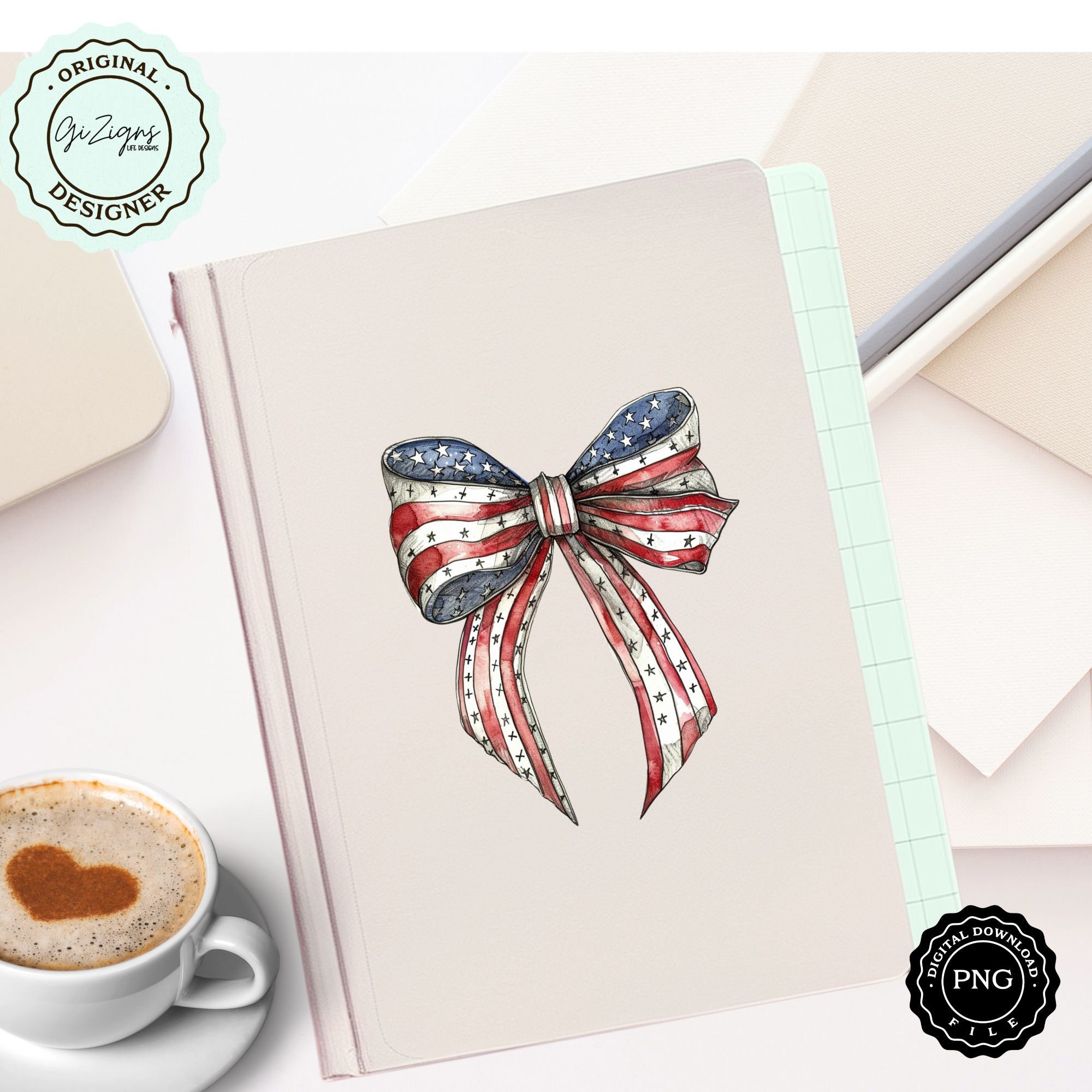 Coquette Bow PNG July 4 Patriotic Red White and Blue Bow Clipart Bundle ...