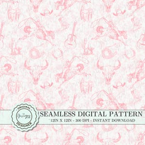 Pink Toile Coastal Cowgirl Pattern Digital Paper Country Chinoiserie ...