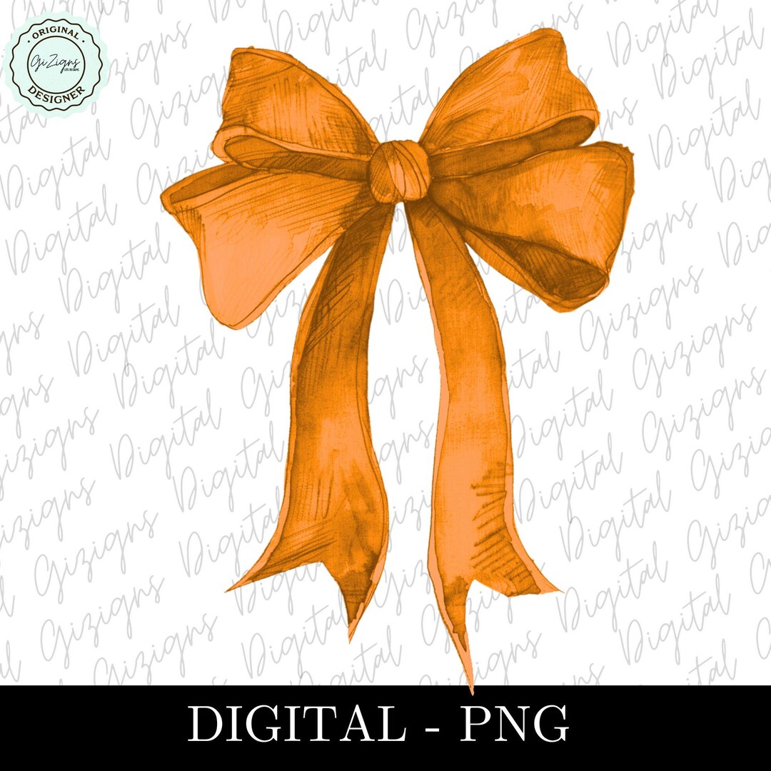 Trendy Orange Coquette Bow PNG Clipart, Orange Bow, Watercolor Bow ...