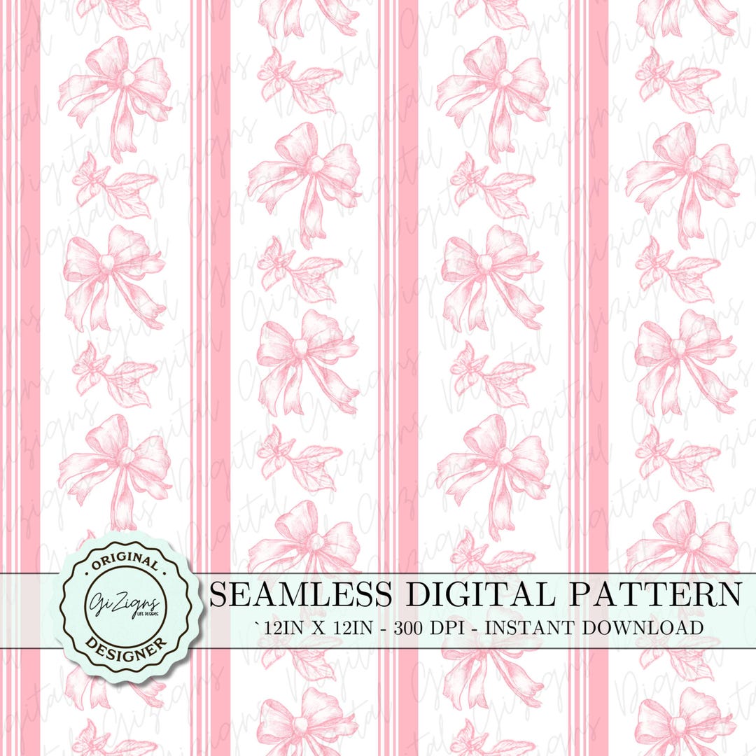 Vintage Pink Toile Stripe Coquette Seamless Pattern PNG, Chinoiserie ...