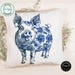 Blue and White Floral Pig PNG, Coquette Blue Chinoiserie Floral Farm ...