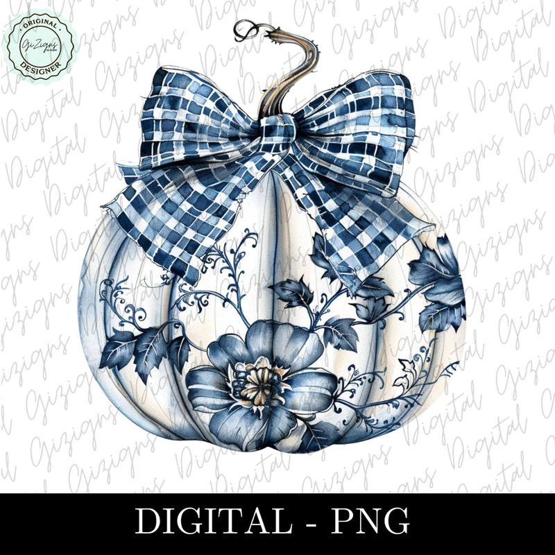 Blue and White Pumpkin Clipart - Etsy